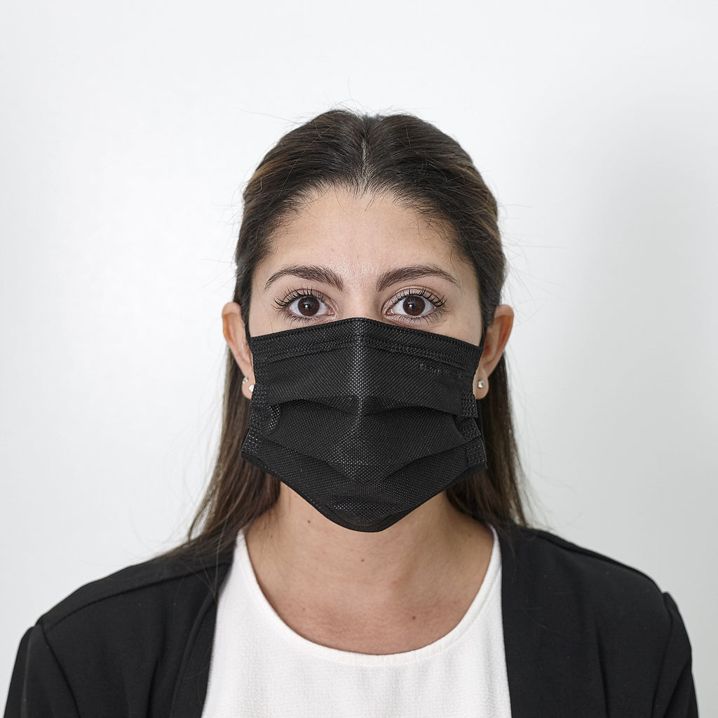 Black, ASTM Level 3 Disposable Face Mask with Earloops, Size: Regular ...